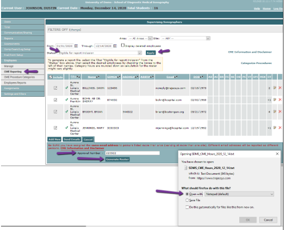 Step 5 - Generate the File Roster – Trajecsys Corporation