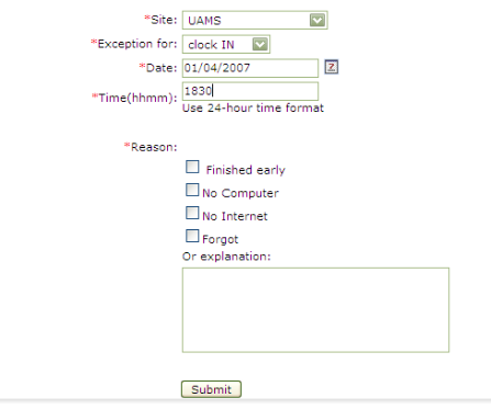 Time Exceptions – Trajecsys Corporation