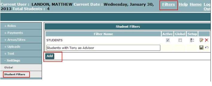 Creating Student Filters – Trajecsys Corporation